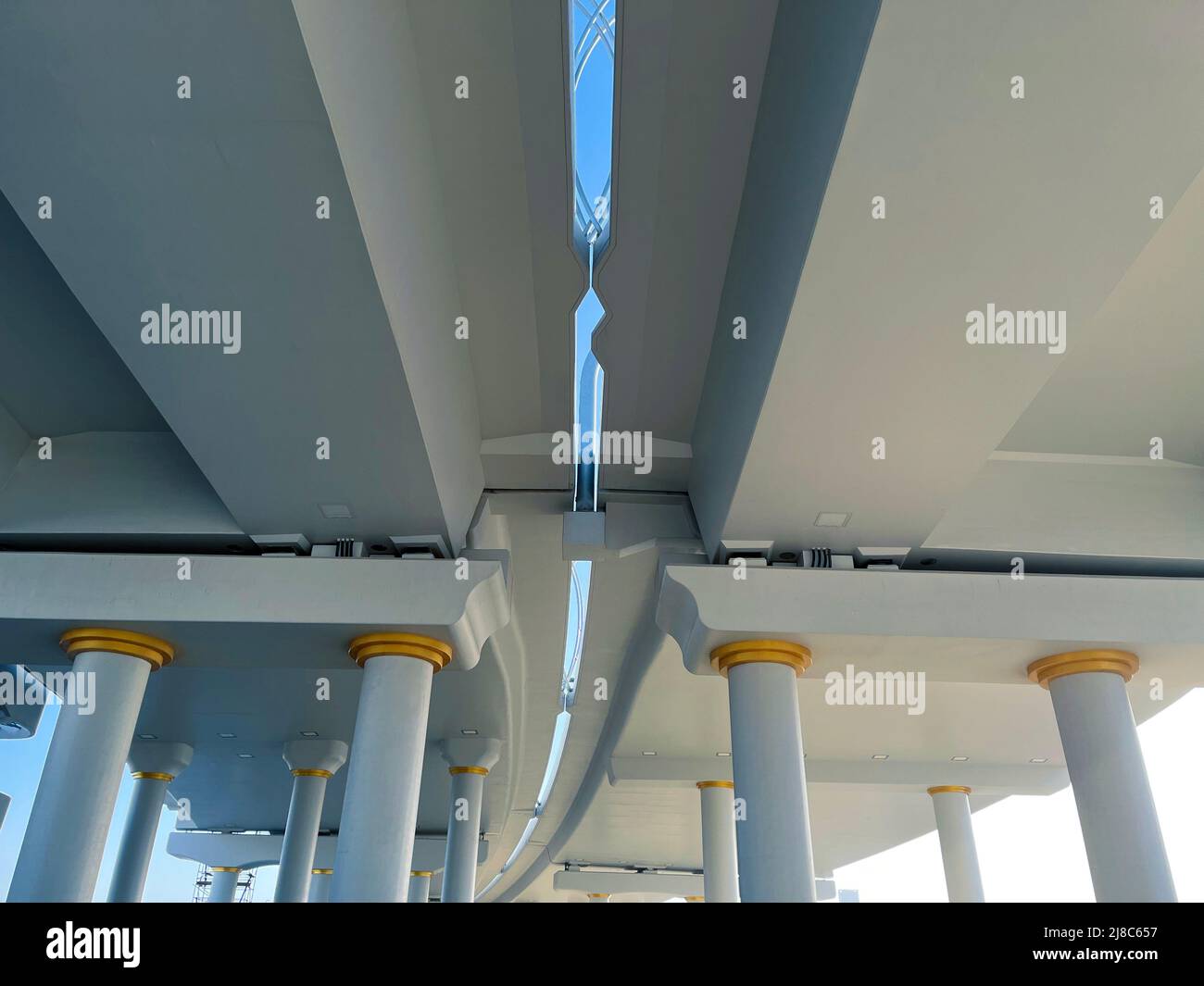 big road bridge with columns bottom view Stock Photo - Alamy