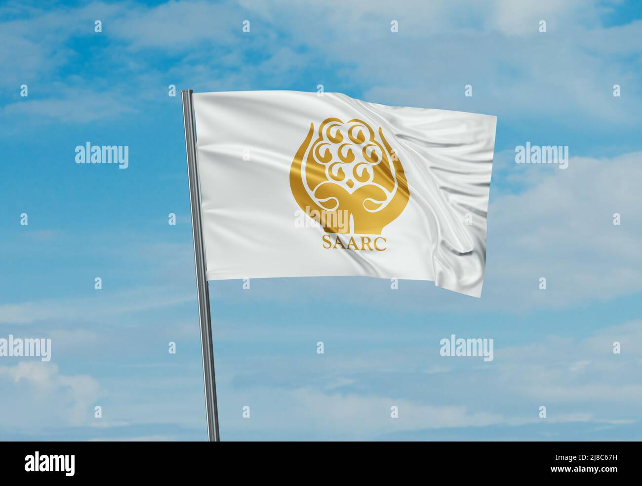 SAARC South Asian Association for Regional Cooperation flag waving in ...