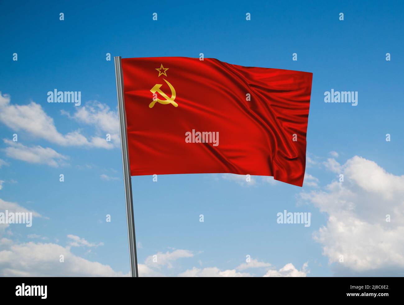 Union of Soviet Socialist Republics USSR national flag waving in the ...