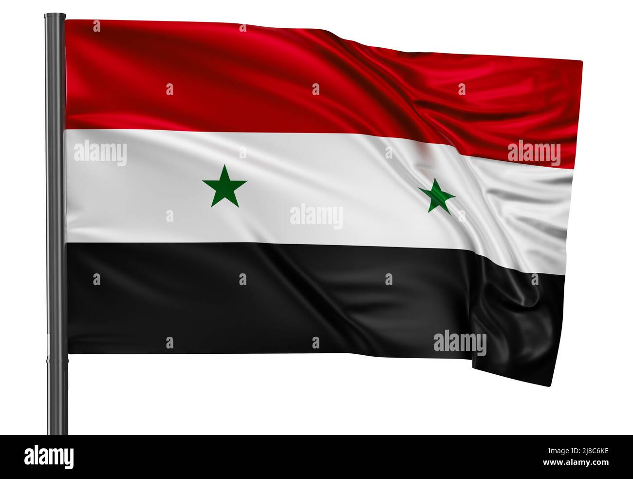 Syria national flag waving in the wind. Isolated on white background 3D ...