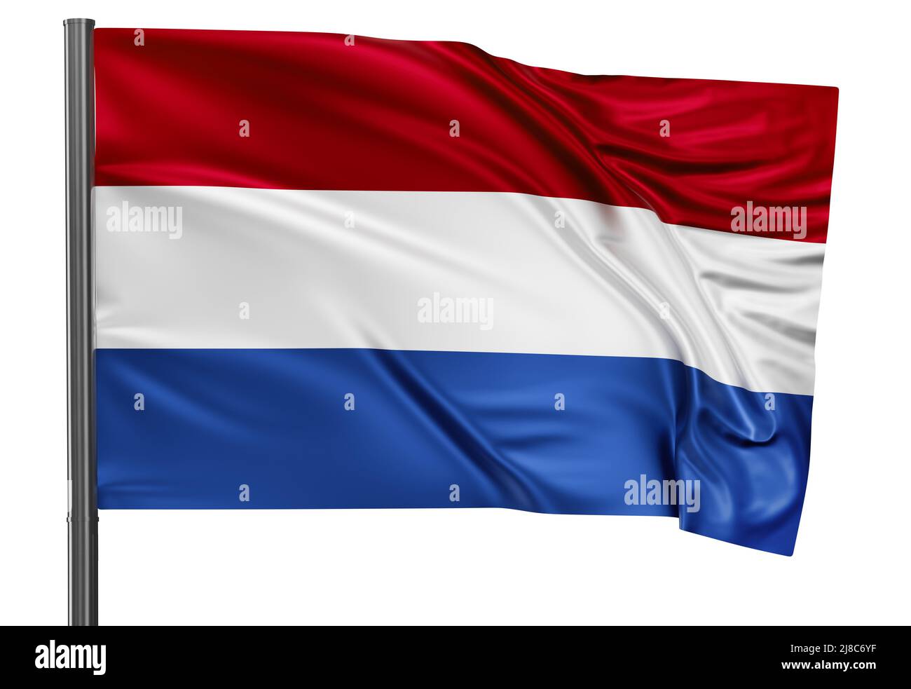 Netherlands national flag waving in the wind. Isolated on white ...