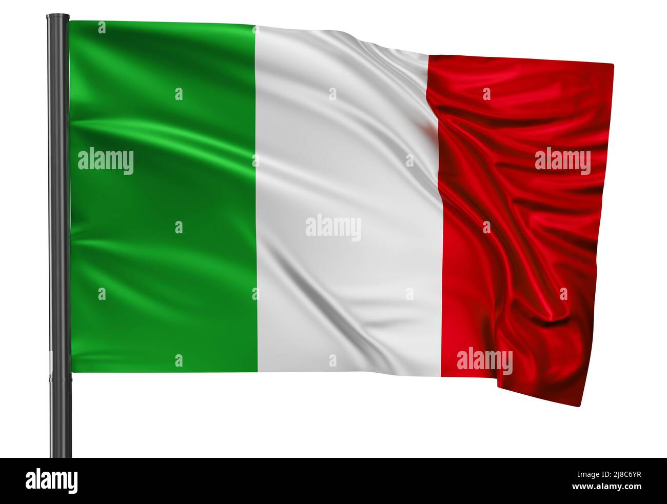 Italy national flag waving in the wind. Isolated on white background 3D ...