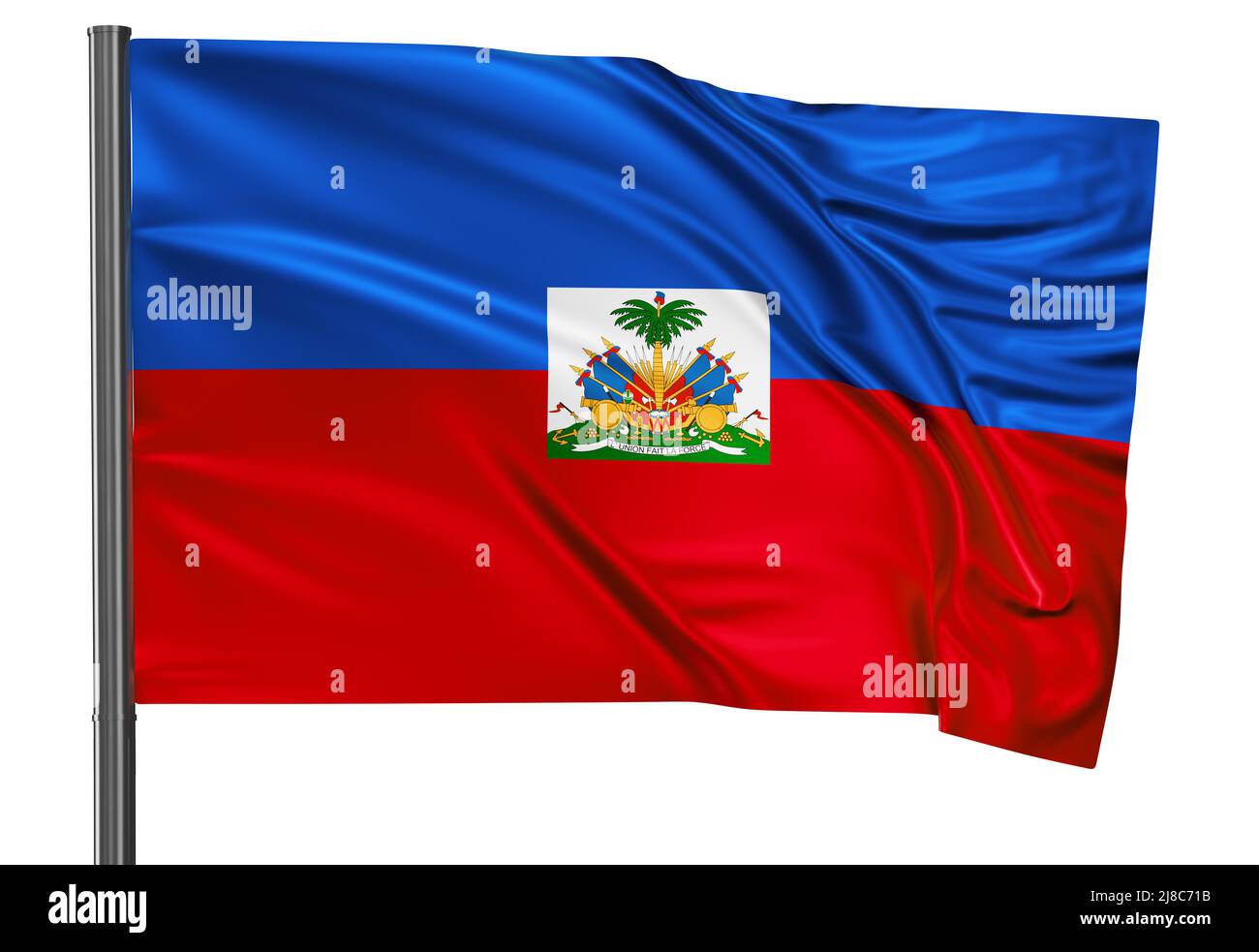 Haiti national flag waving in the wind. Isolated on white background 3D ...