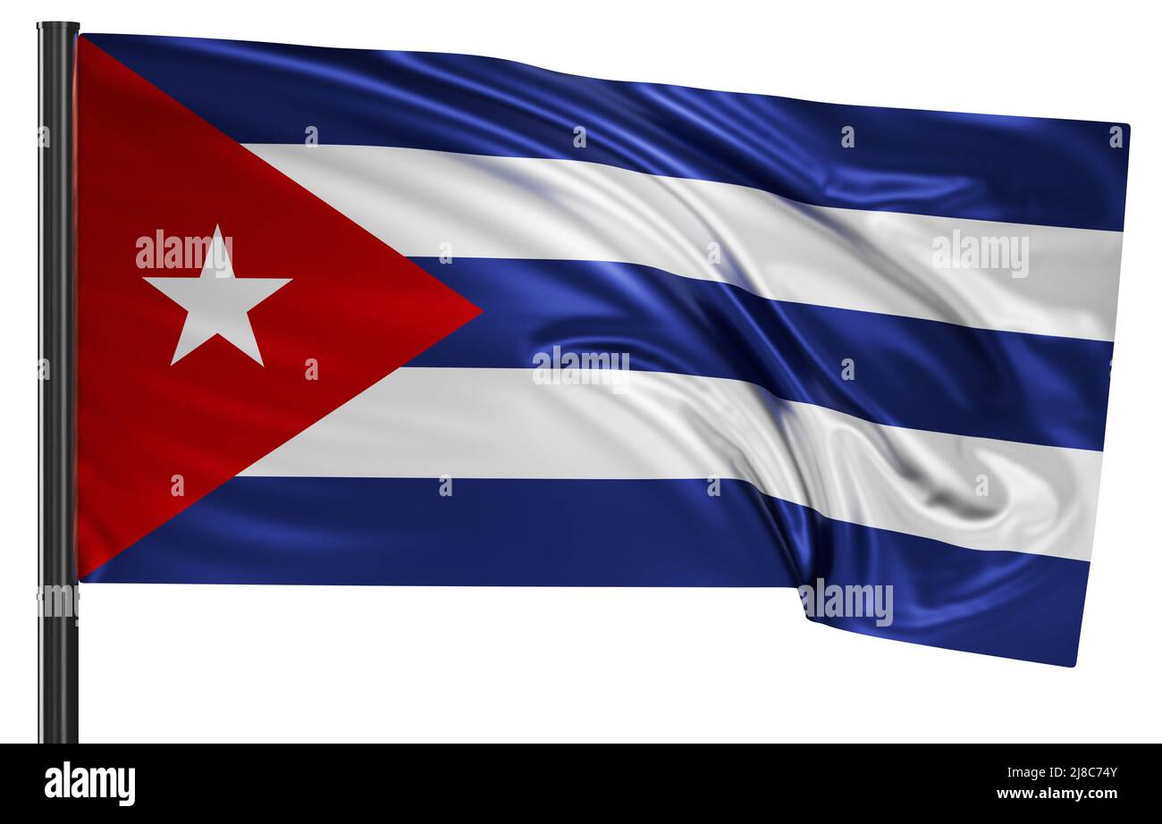 Cuba national flag waving in the wind. Isolated on white background 3D ...