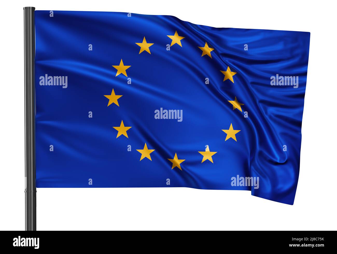 European Union flag waving in the wind. Isolated on white background 3D ...
