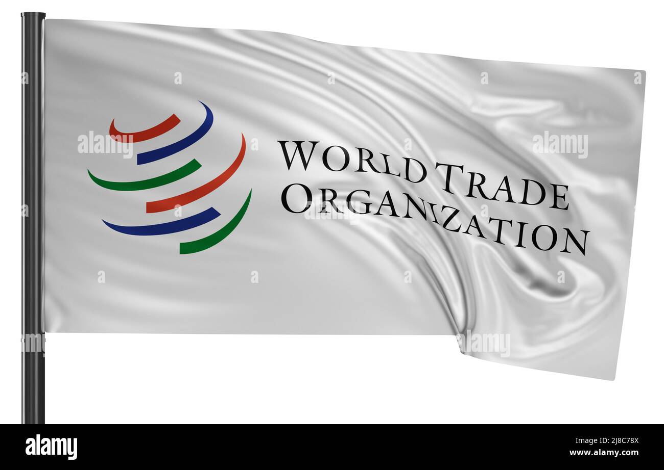 World Trade Organization, WTO flag waving in the wind. Isolated on ... World Trade Organization, WTO flag waving in the wind. Isolated on ...