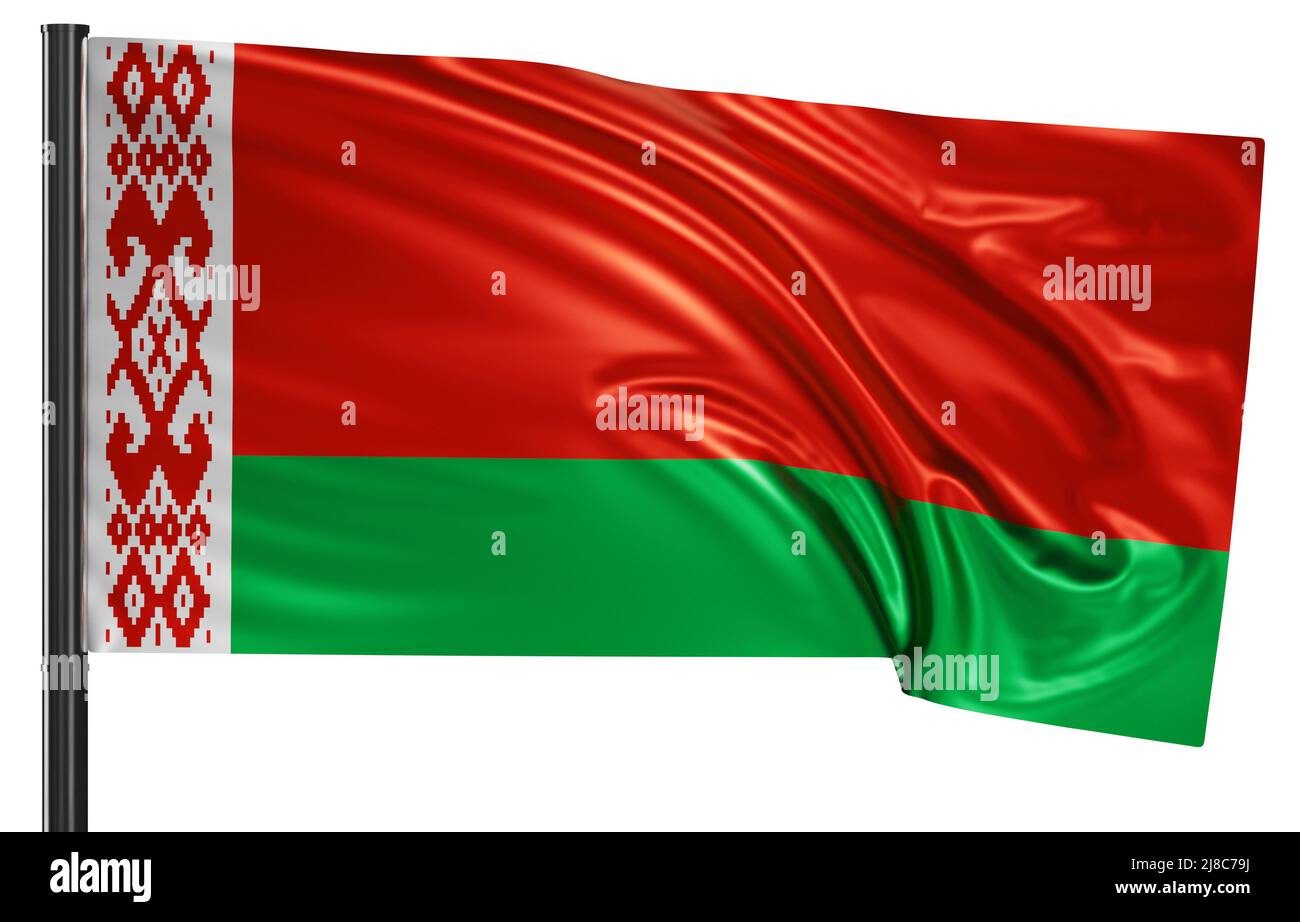 Belarus national flag waving in the wind. Isolated on white background ...