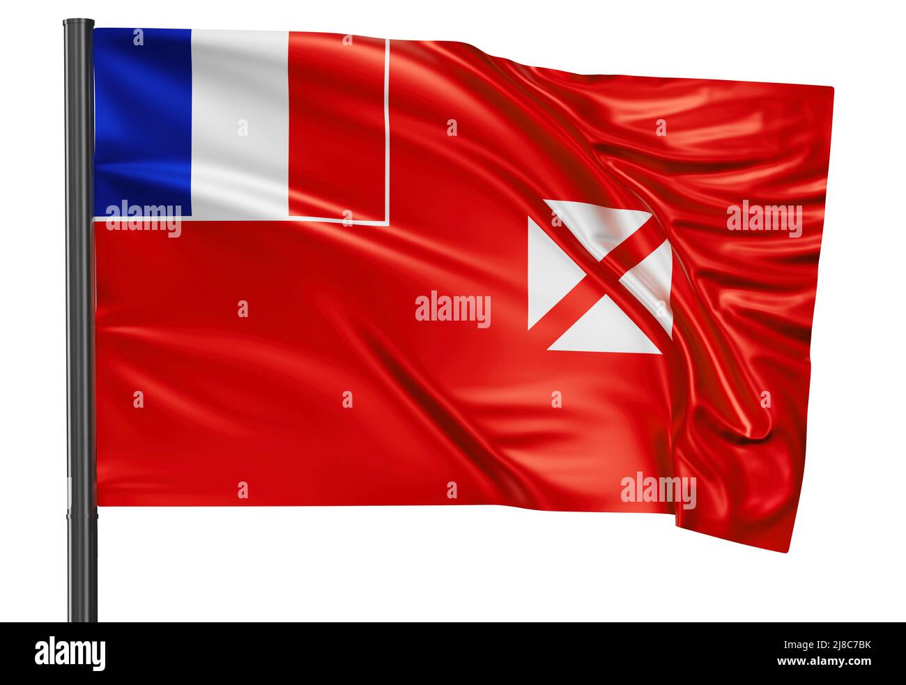 Wallis and Futuna national flag waving in the wind. Isolated on white ...