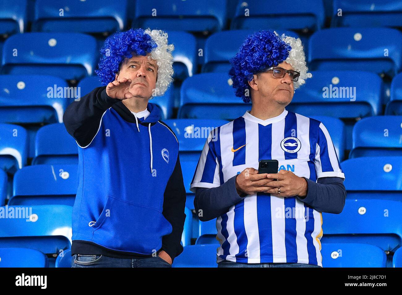 Brighton fans arriver at Elland Road Stock Photo - Alamy
