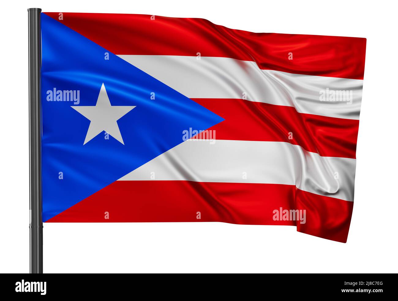 Puerto Rico national flag waving in the wind. Isolated on white ...