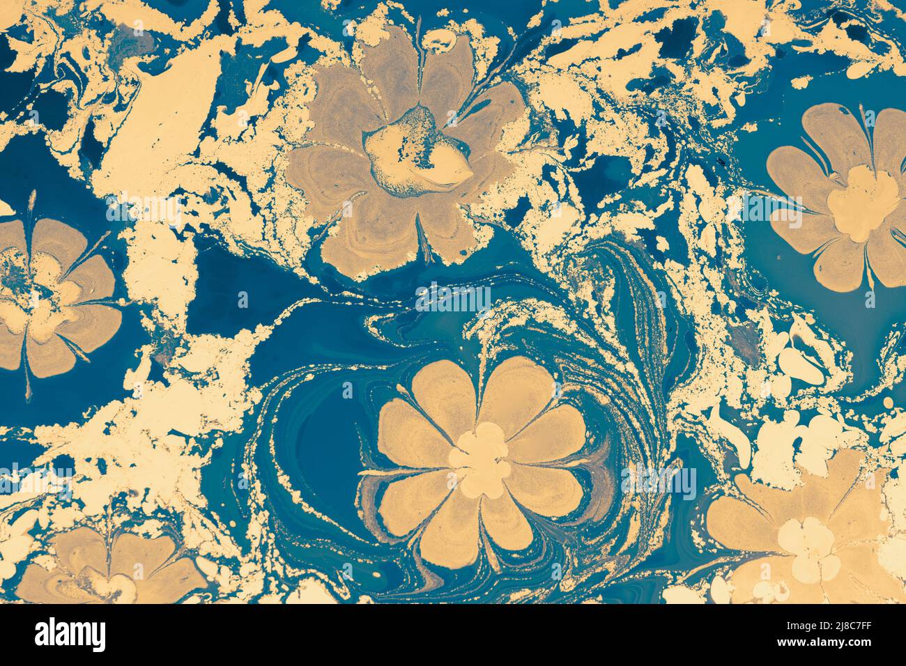 Abstract ebru cover art. Floral Ebru marbling texture background design ...