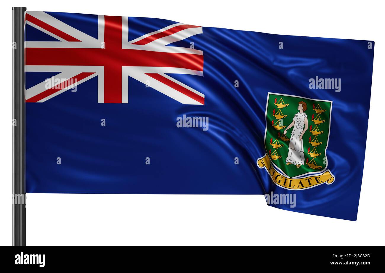 British Virgin Islandsnational flag waving in the wind. Isolated on ...