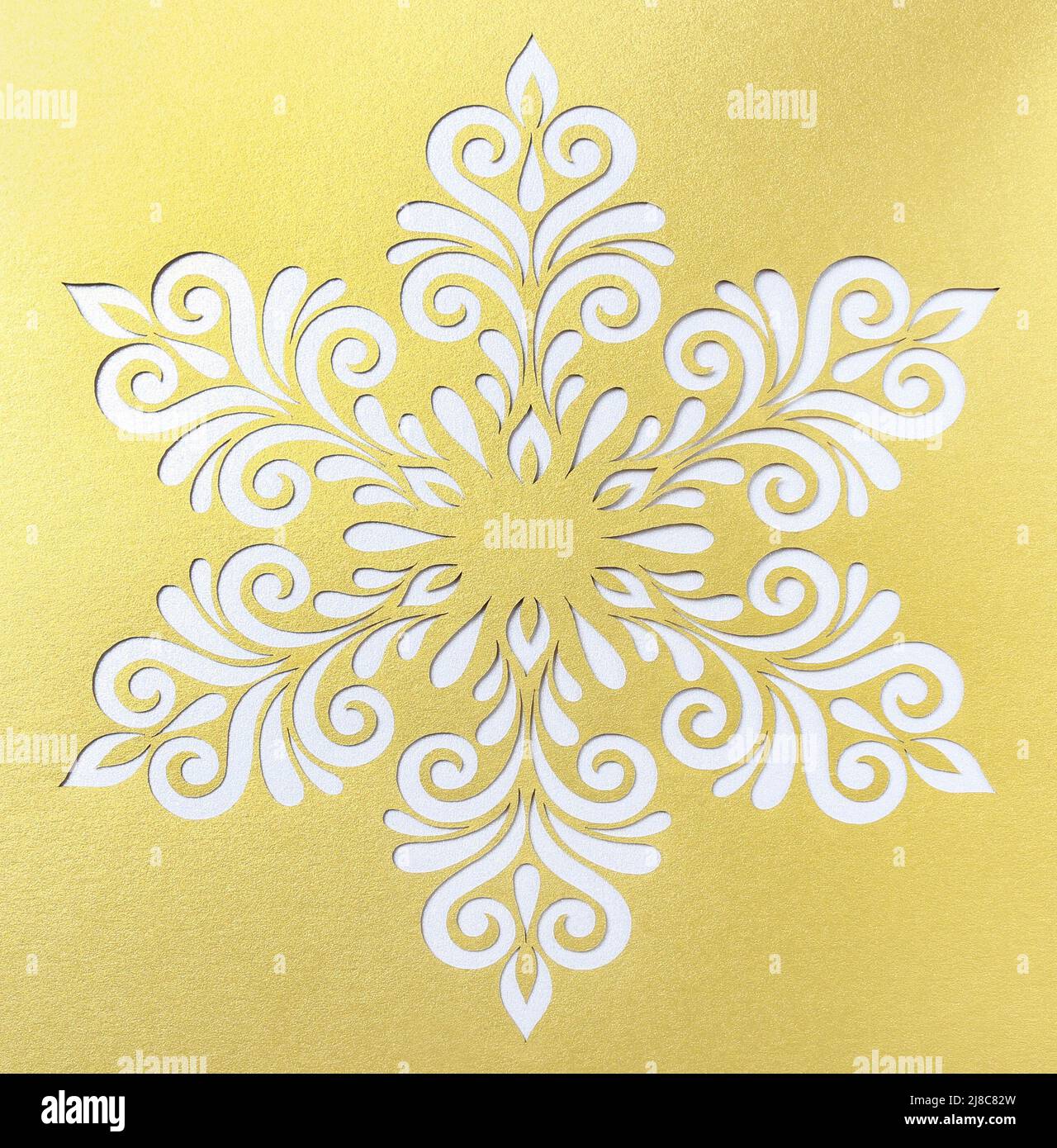 White snowflake shape on golden background. Graphic resources Stock ...