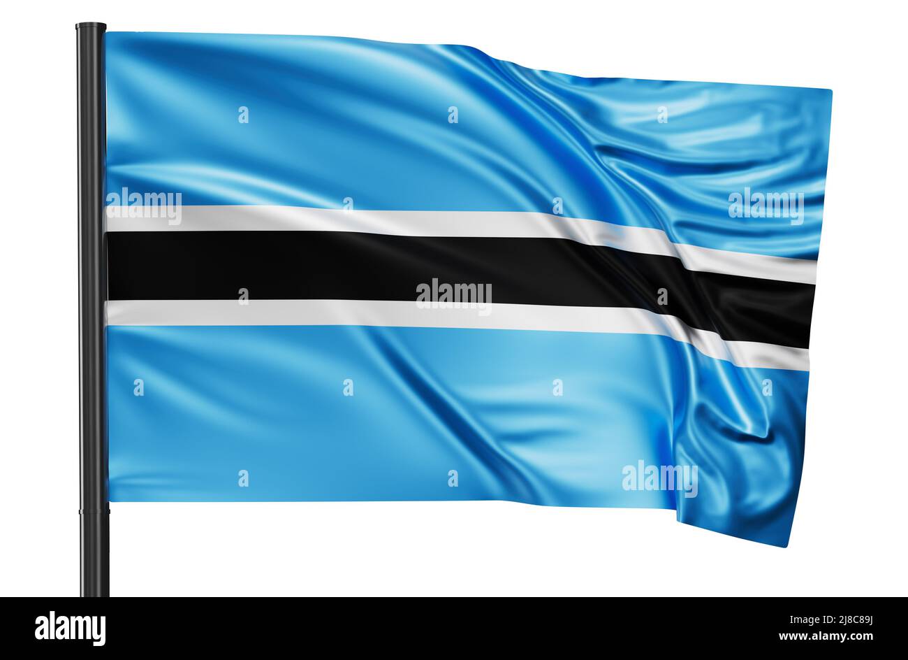 Botswana national flag waving in the wind. Isolated on white background Stock Photo - Alamy