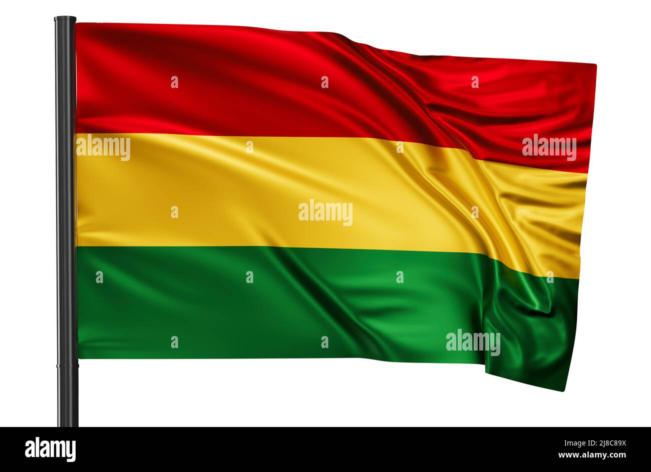 Bolivia national flag waving in the wind. Isolated on white background ...