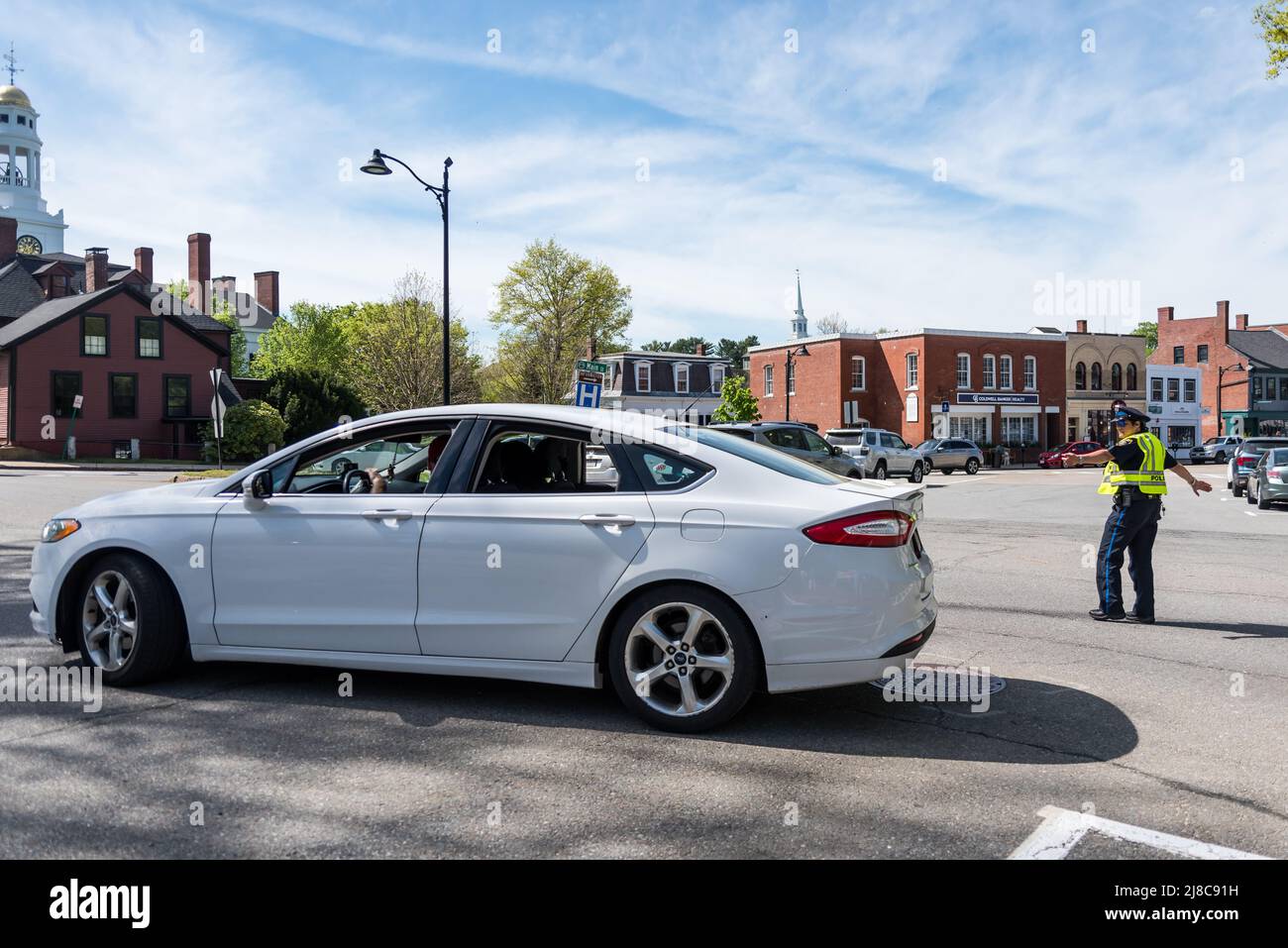Concord Police Officer stopping a car driving the wrong way into the ...