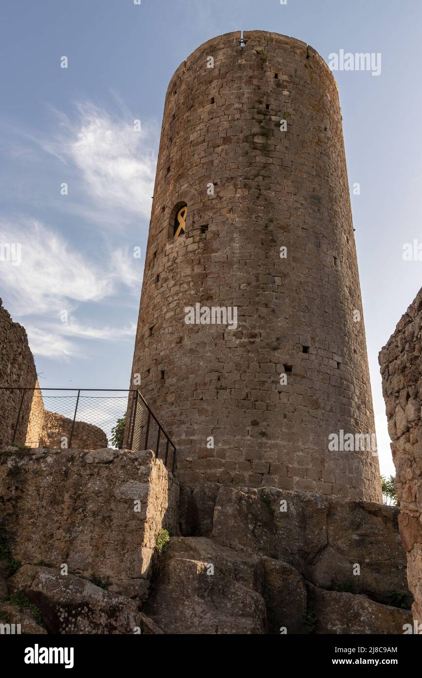 circular medieval tower in the catalan village of pals on the costa ...
