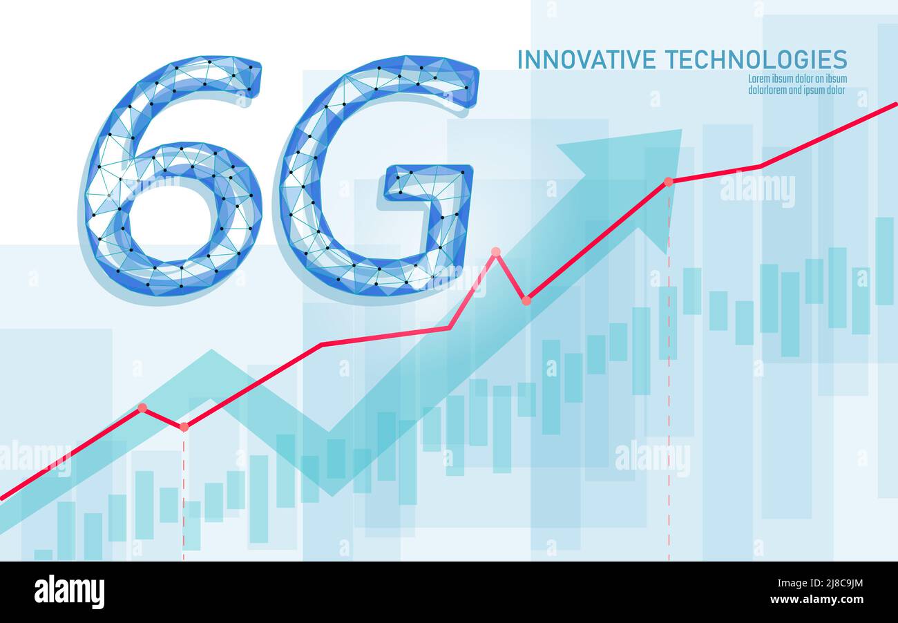 6G new wireless internet wifi connection. Big data binary code flow ...