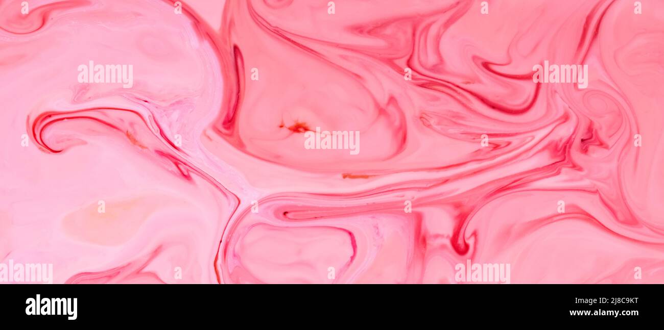 Pink liquid abstract surface. Colorful spots on a water surface. Fluid ...
