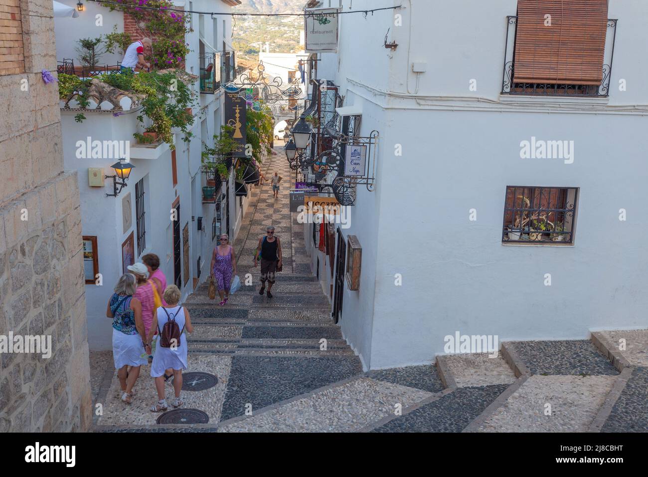 The historical street in Altea, Spain Stock Photo - Alamy