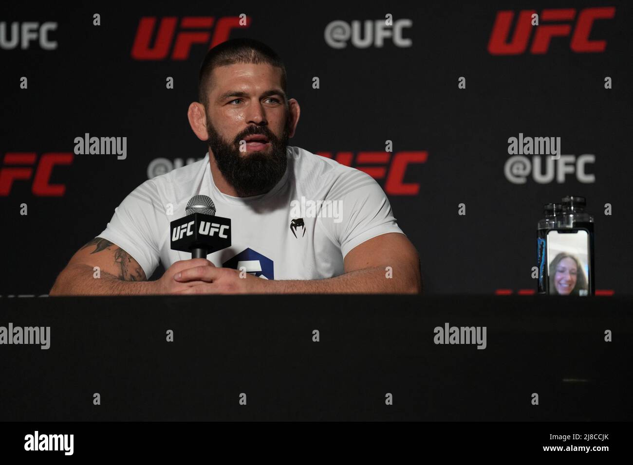 LAS VEGAS, NV - May 14: Andre Petroski fmeets with the press following ...