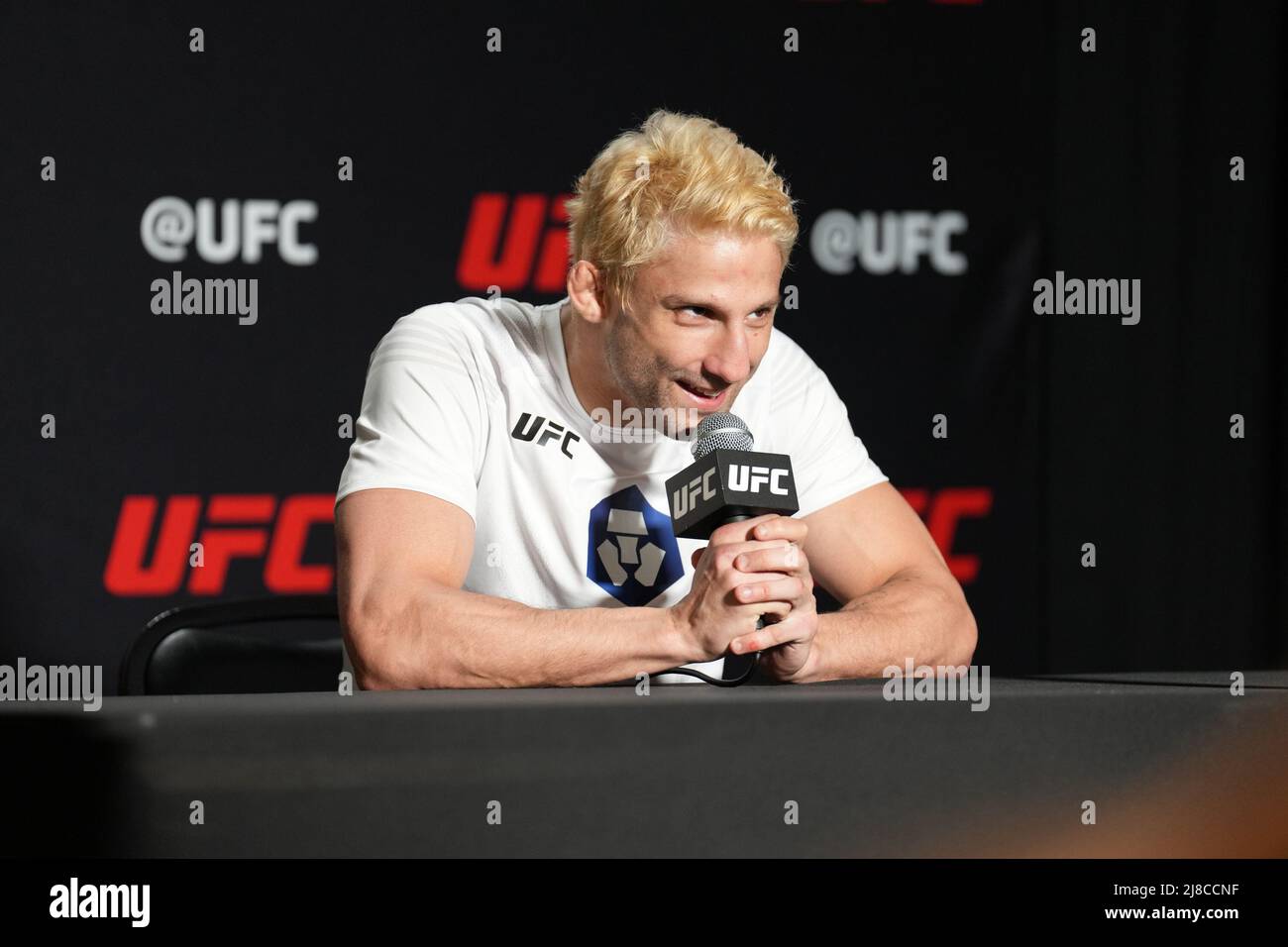 LAS VEGAS, NV - May 14: Allan Nascimento fmeets with the press ...