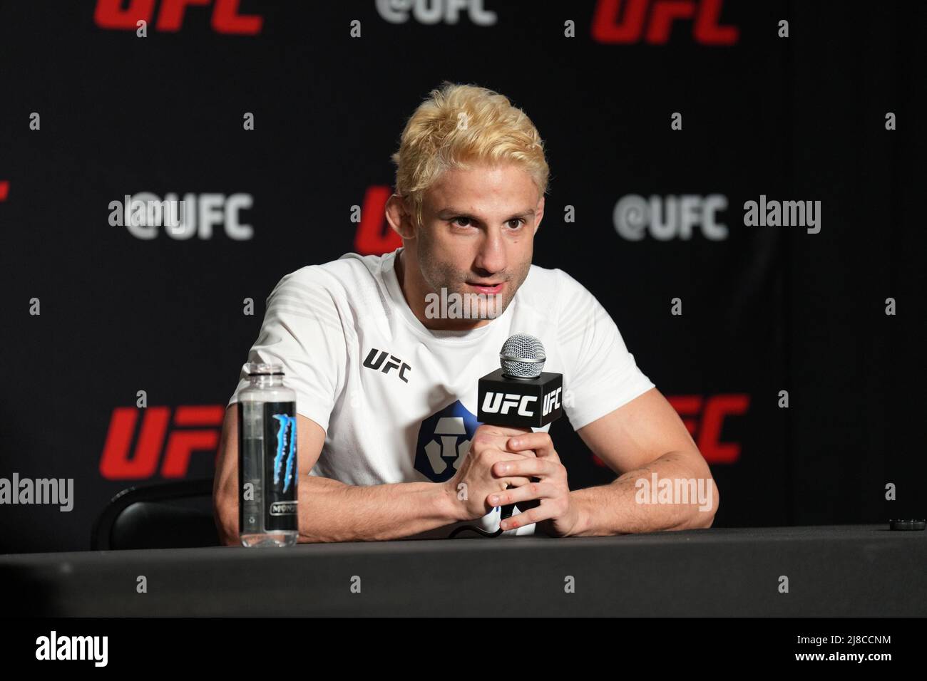 LAS VEGAS, NV - May 14: Allan Nascimento fmeets with the press ...