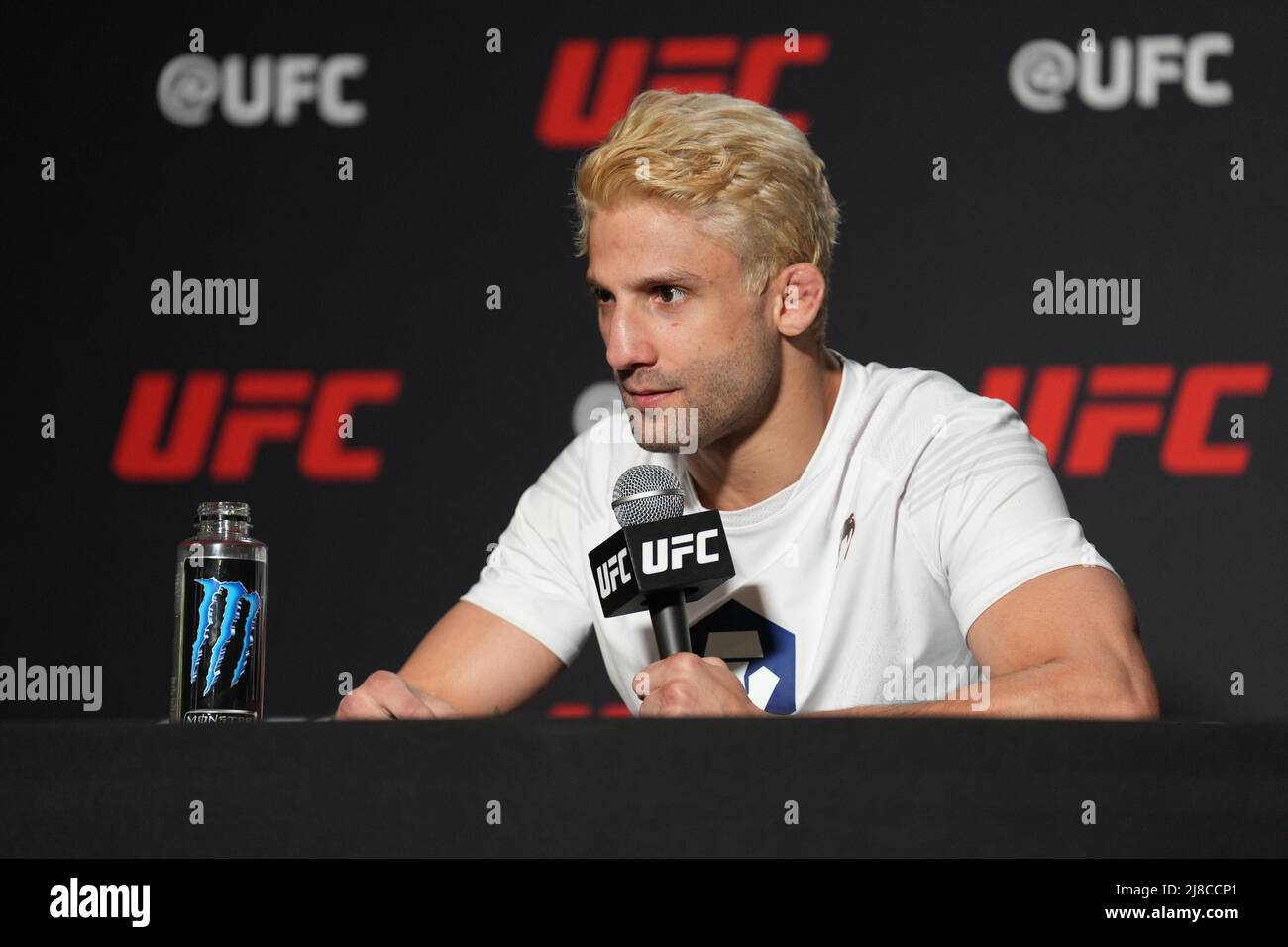 LAS VEGAS, NV - May 14: Allan Nascimento fmeets with the press ...