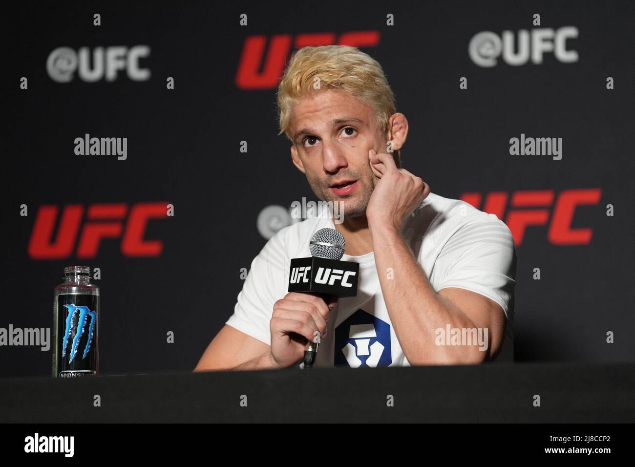 LAS VEGAS, NV - May 14: Allan Nascimento fmeets with the press ...