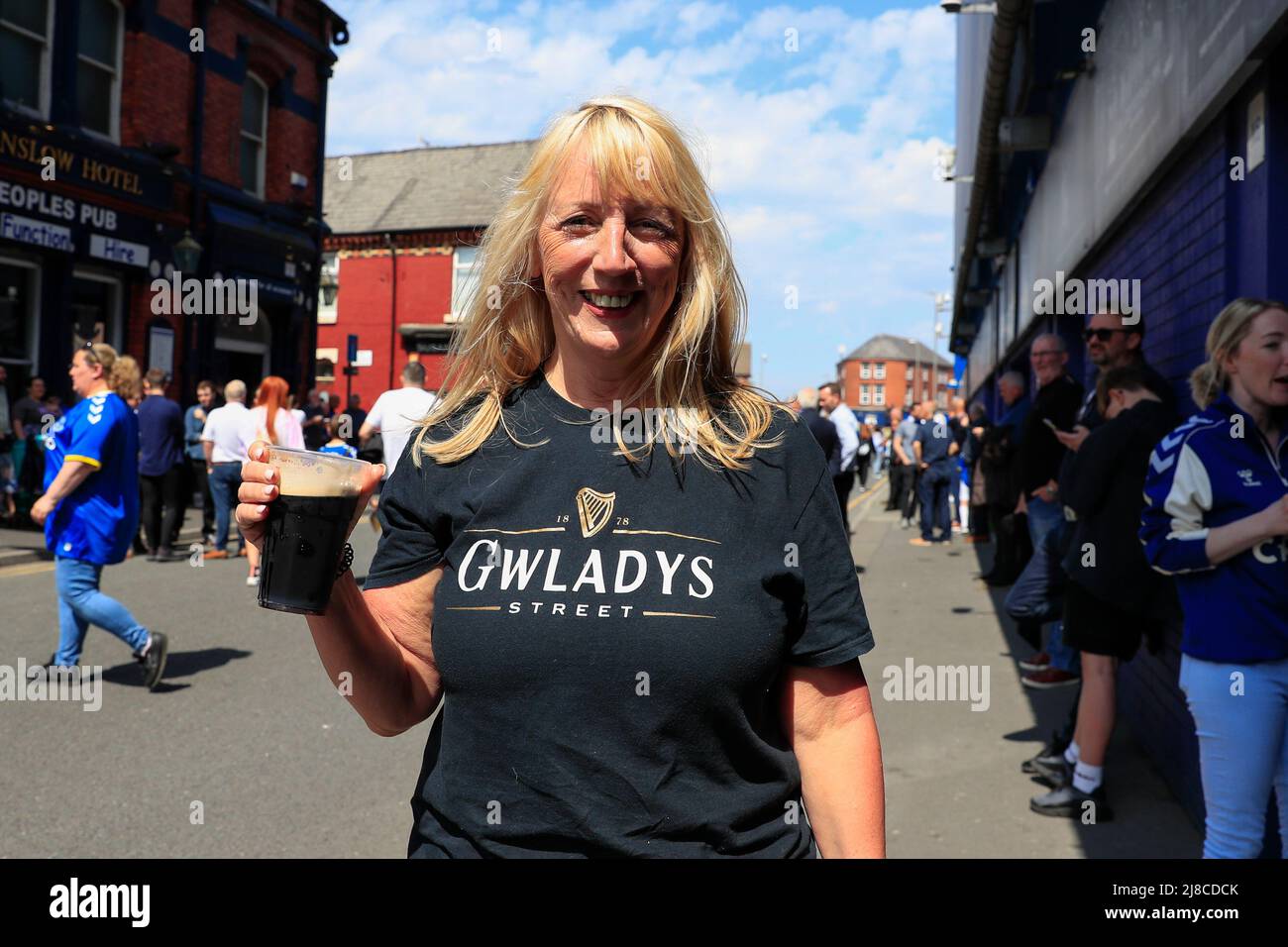 Everton fan out on the streets around the ground prior to kick off ...