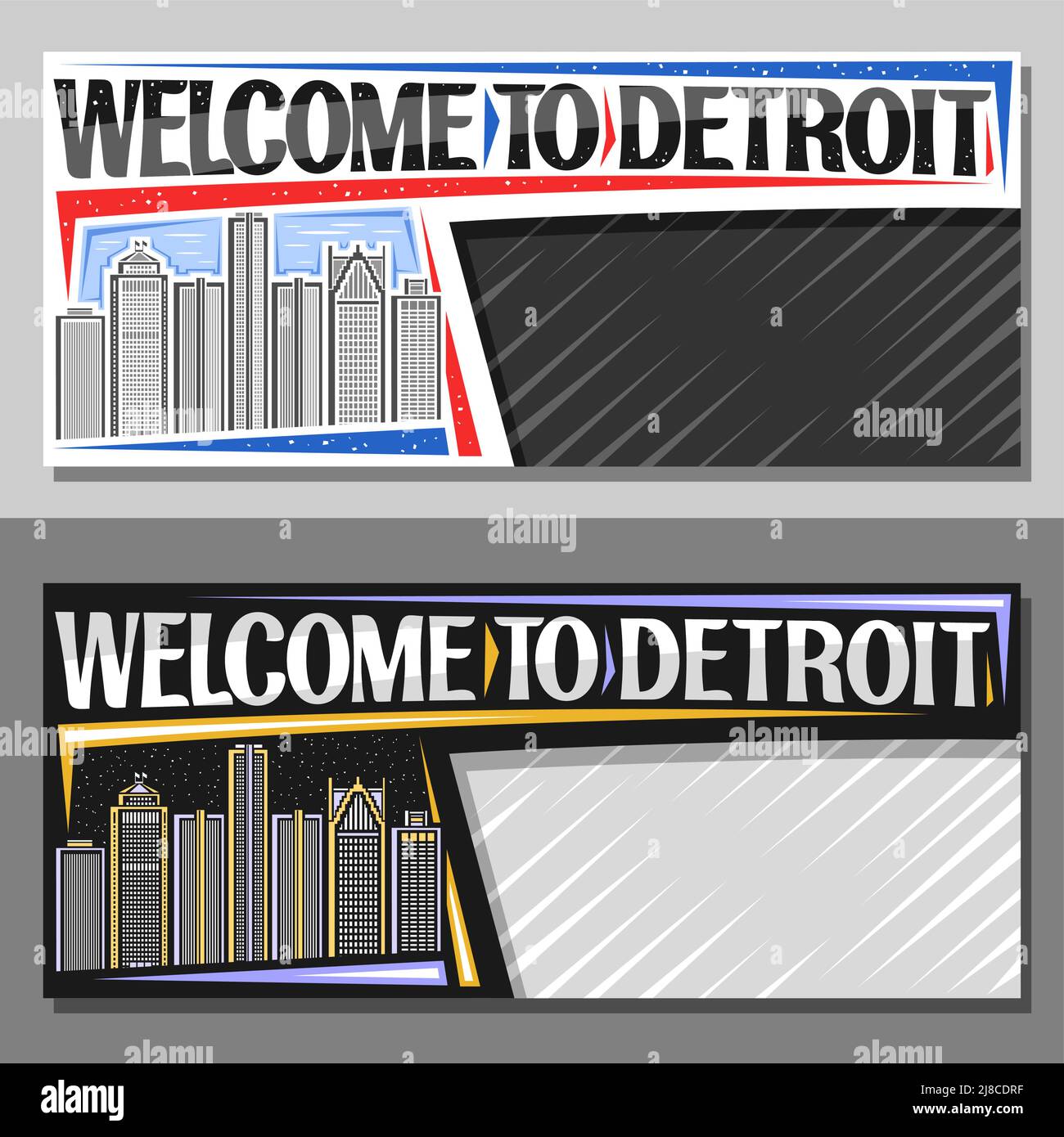 Vector layouts for Detroit with copy space, decorative voucher with ...