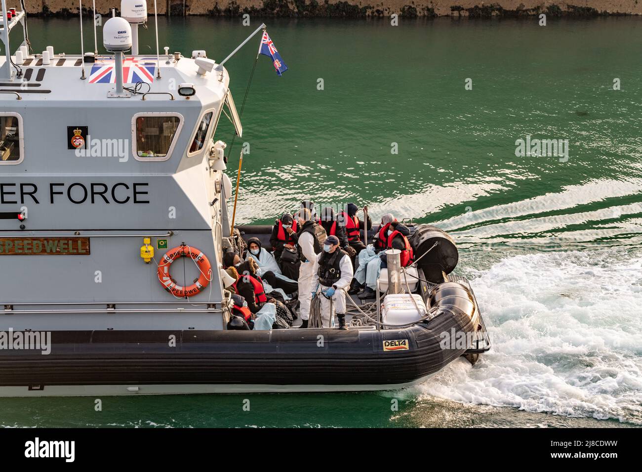Migrants intercepted crossing the English Channel by Border Force ...