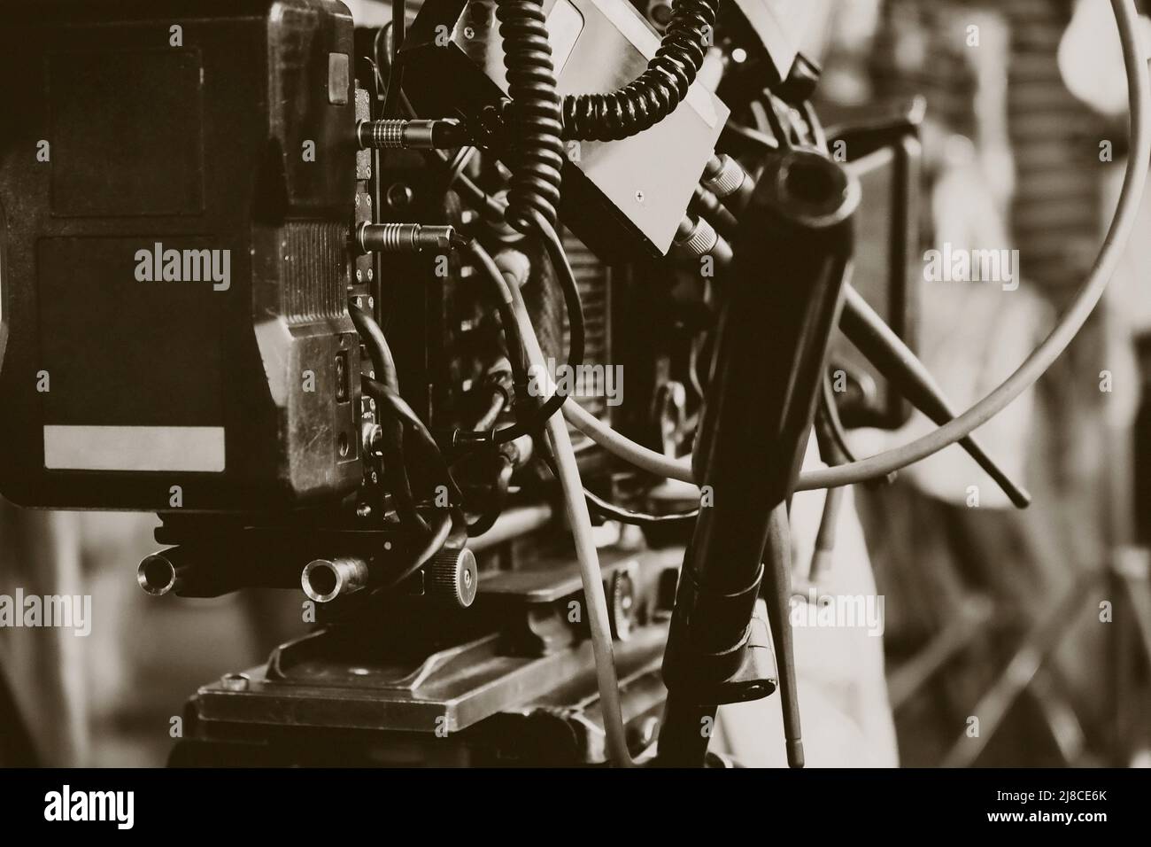 Cinema Camera on Film Set, Behind the scenes background, film crew ...
