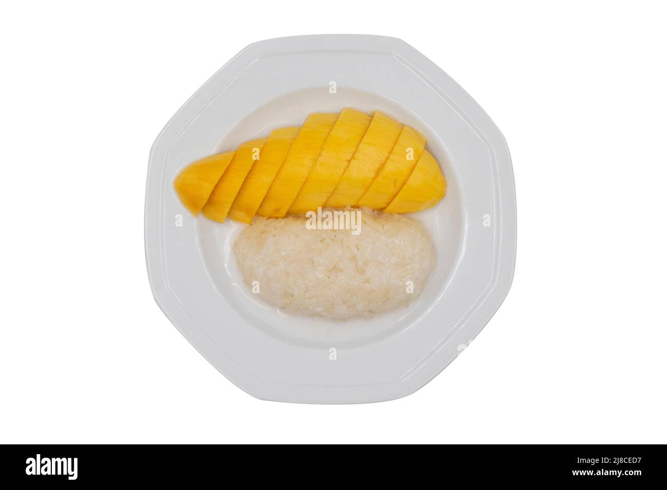 mango sticky rice isolated on white background Stock Photo - Alamy