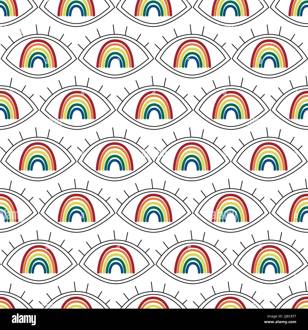Simple minimalist eyes with rainbow. Mystic symbol in the eye seamless ...