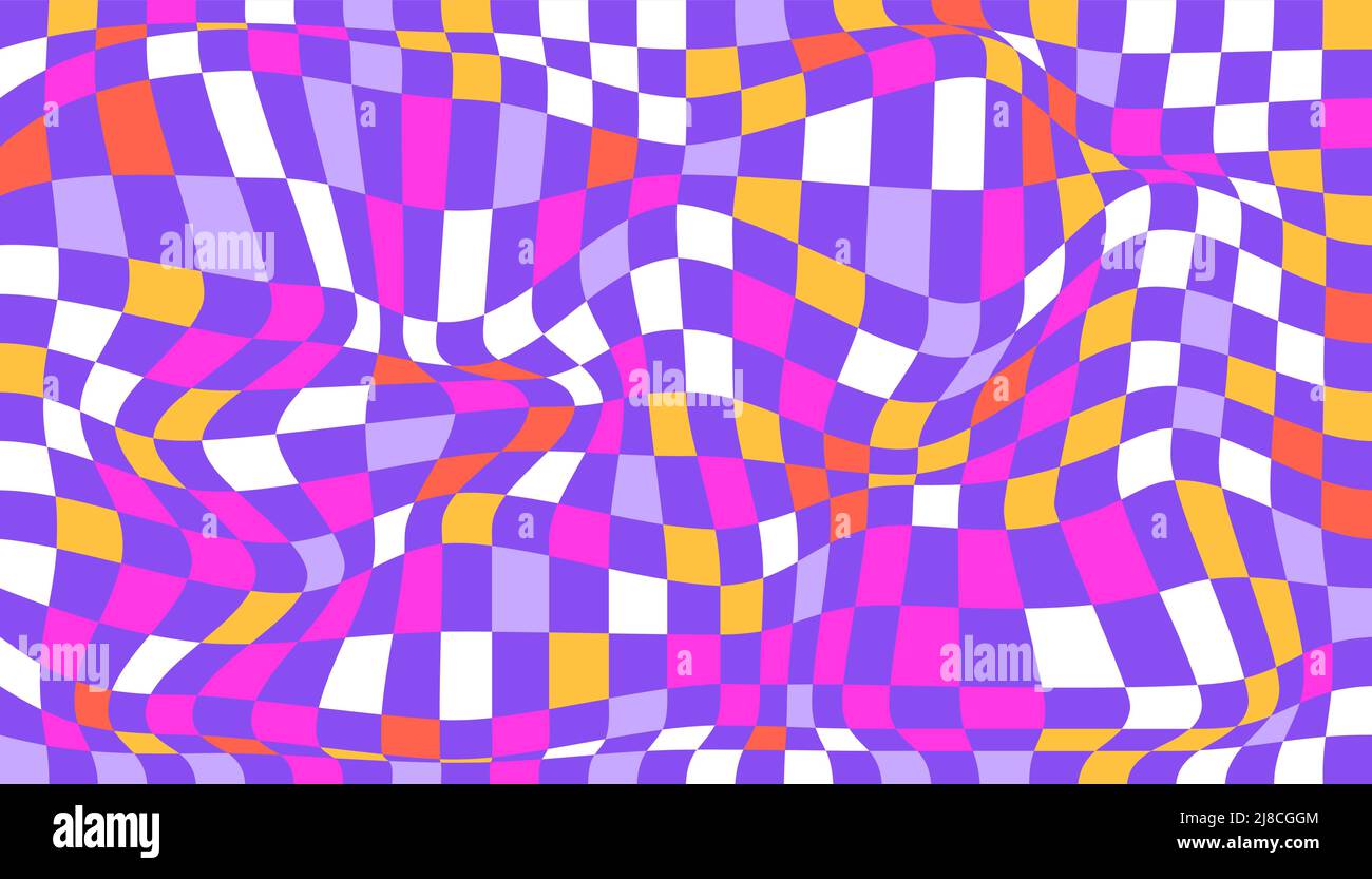 Checkered background with distorted squares. Abstract banner with ...