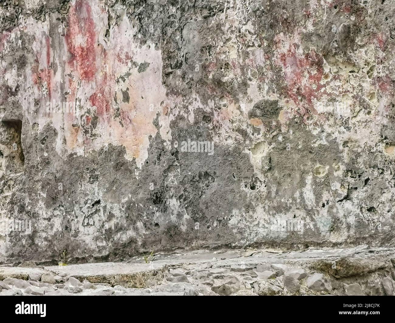 Texture and pattern of the ancient Tulum ruins Mayan site with temple ...