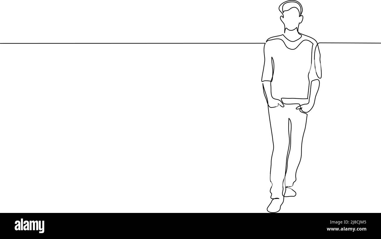 Continuous one line drawing. Walking man. Vector illustration Stock ...