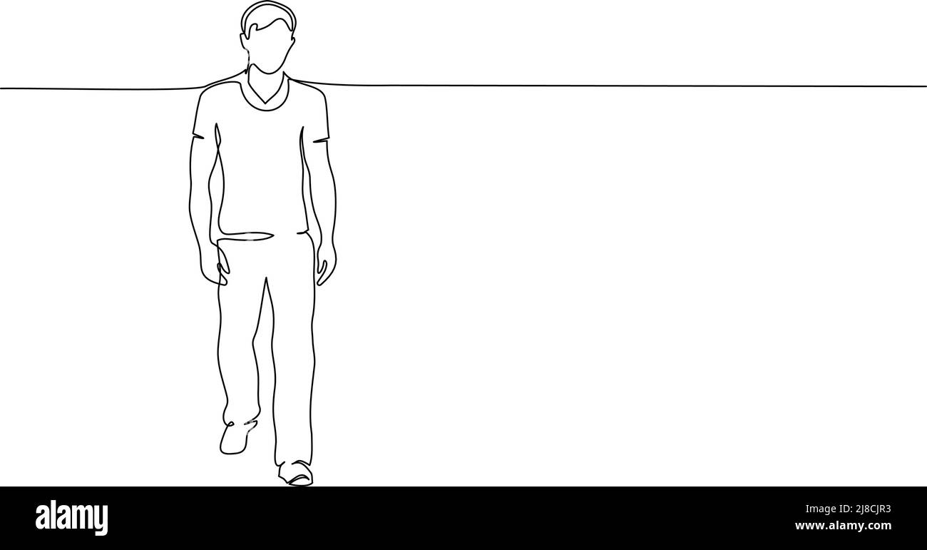 Continuous one line drawing. Walking man. Vector illustration Stock ...