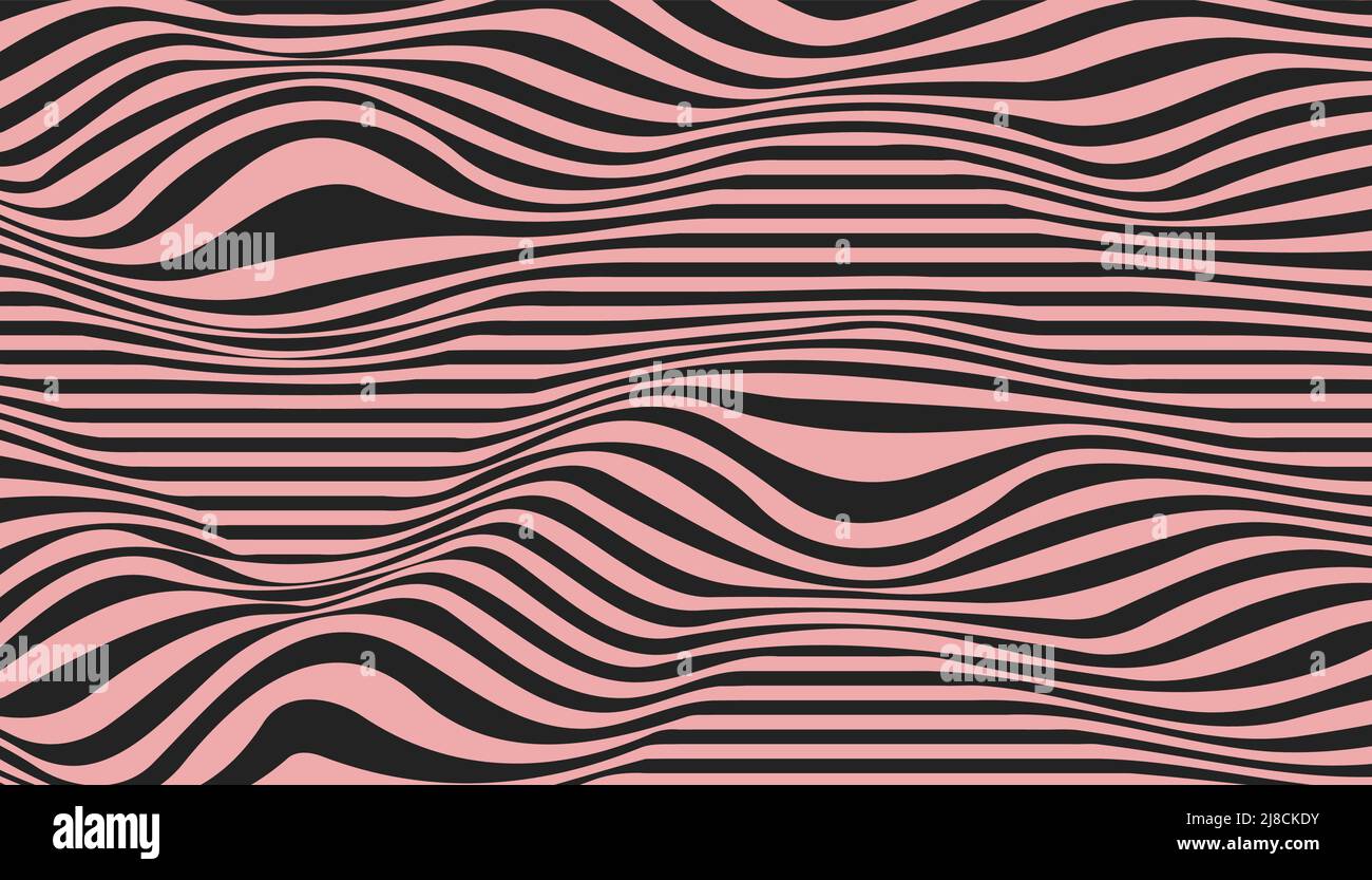 Striped abstract wavy background. Op art. Geometric pattern with ...