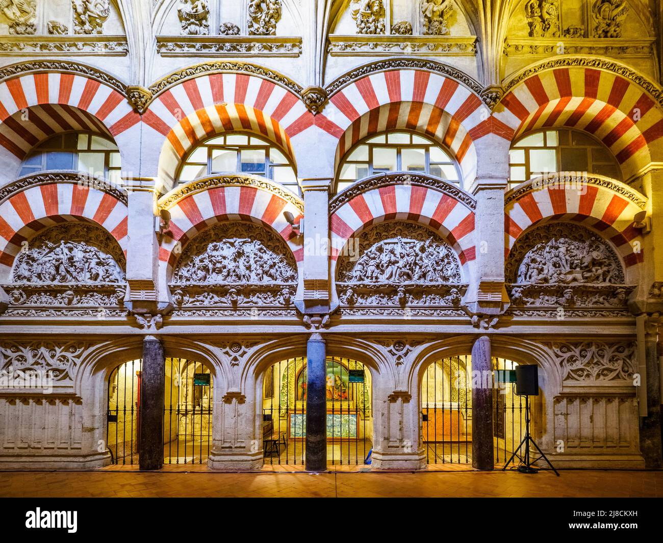 Decorated archways and columns in Moorish style in the Mezquita ...