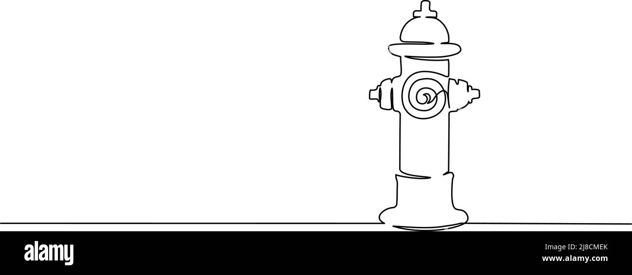 Hydrant or fireplug isolated Continuous One line drawing. Vector ...