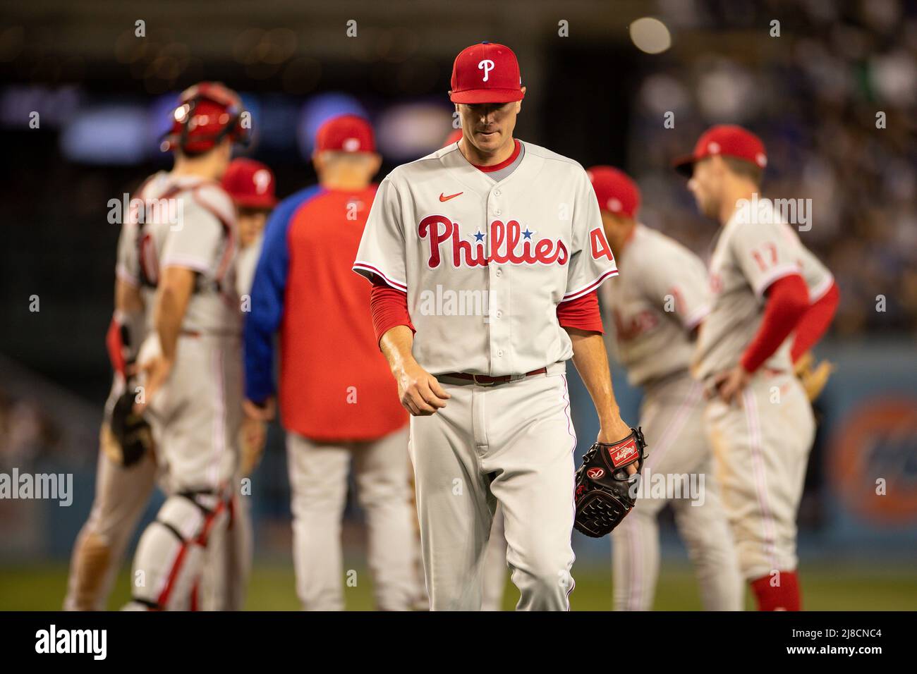 Philadelphia Phillies starting pitcher Kyle Gibson (44) exits the game ...
