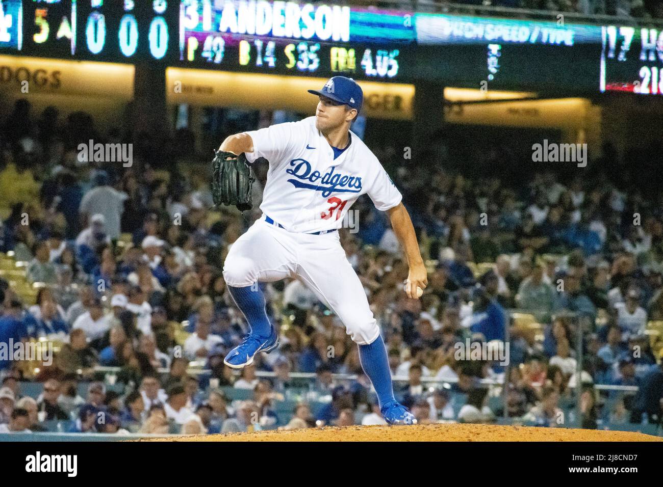 Los Angeles Dodgers pitcher Tyler Anderson (31) pitches the ball during ...