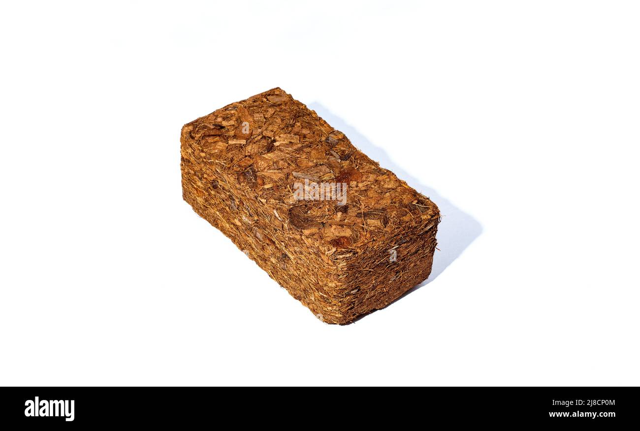 Block of Coconut Coir Husk Fiber isolated on white background Stock ...