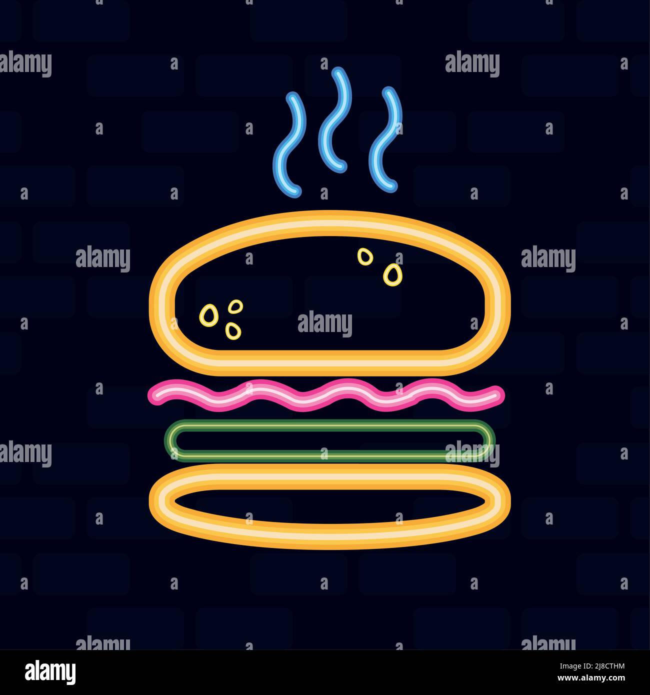 hamburger neon sign board Stock Vector Image & Art - Alamy