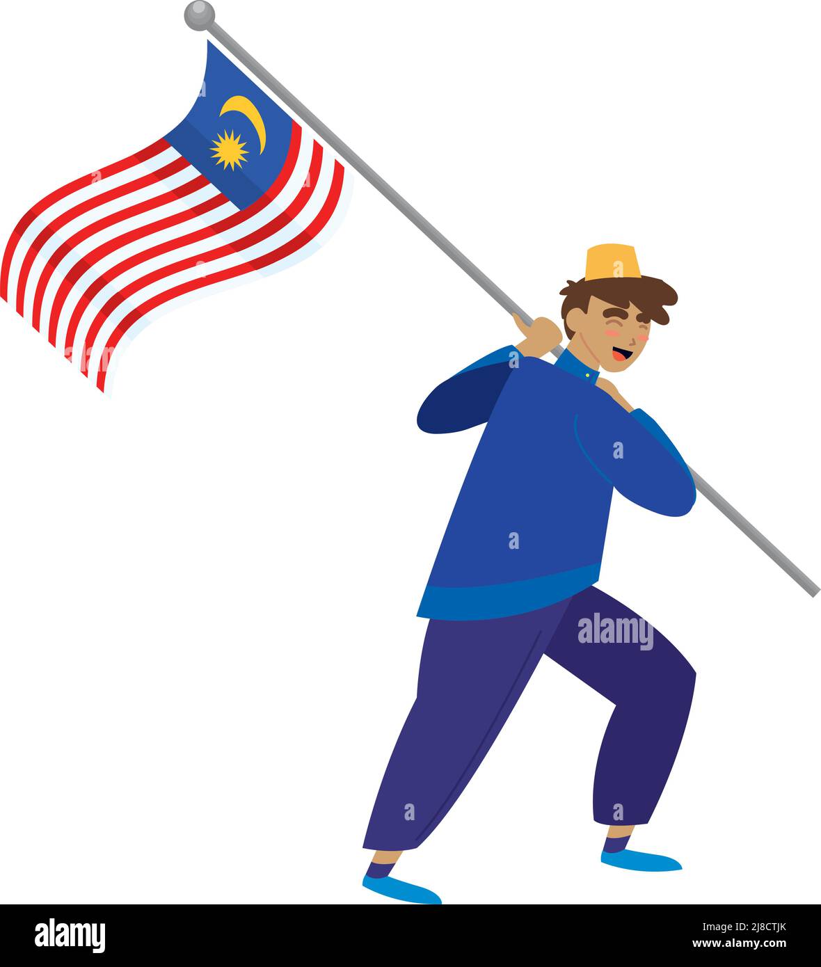 malaysian boy holding flag Stock Vector Image & Art - Alamy