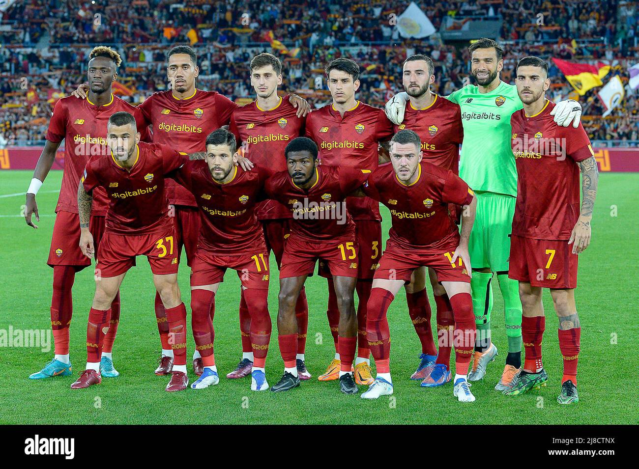the starting line up of AS Roma during football Match, Stadio Olimpico ...