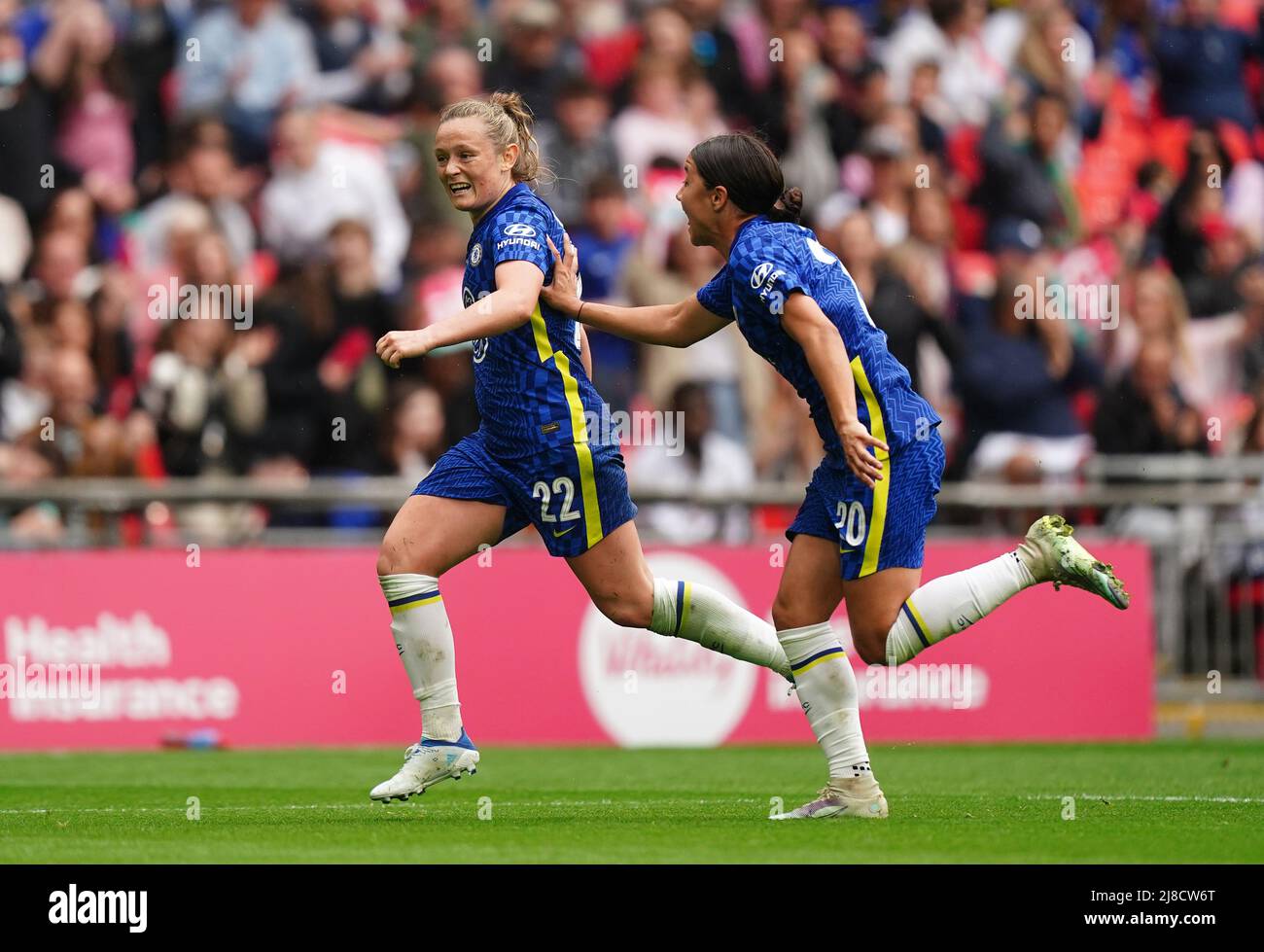 Chelsea's Erin Cuthbert (left) celebrates with Sam Kerr after scoring ...
