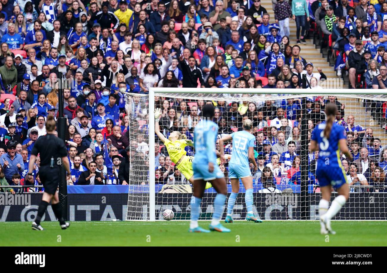 Chelsea's Erin Cuthbert (not pictured) scores their side's second goal ...